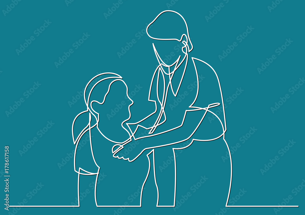 continuous line drawing of doctor examining patient Stock Vector ...