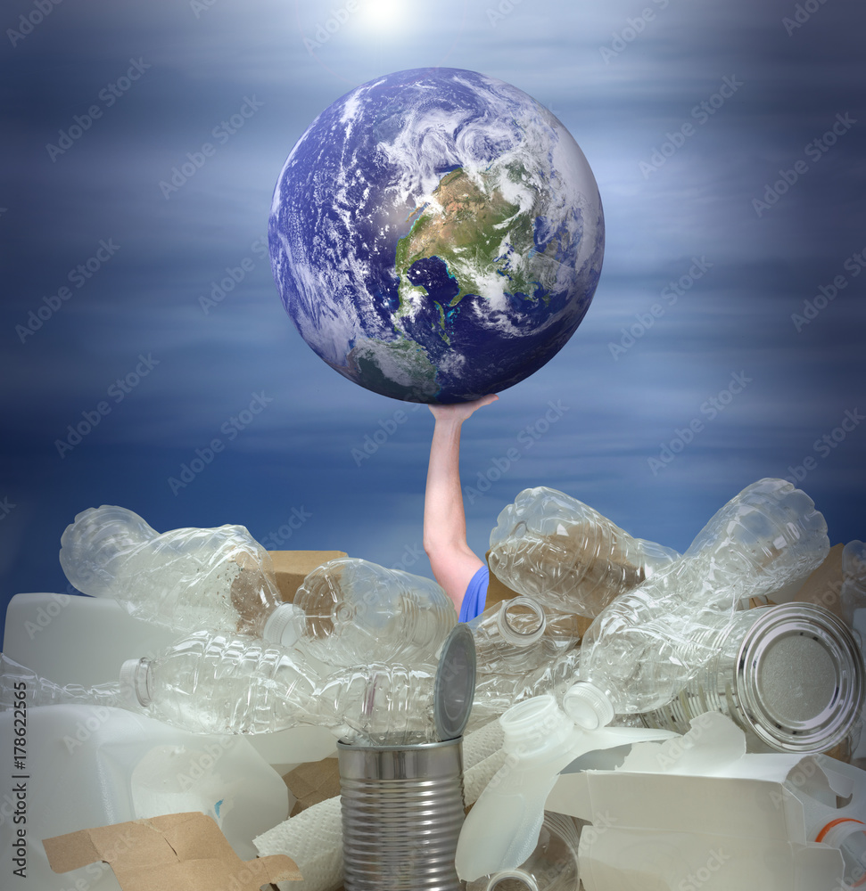 Man trying to hold Earth up to stop it from drowning in massive pile of ...