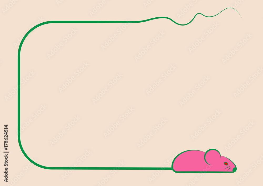 Stylish icon of a pink mouse icone for background and print ...