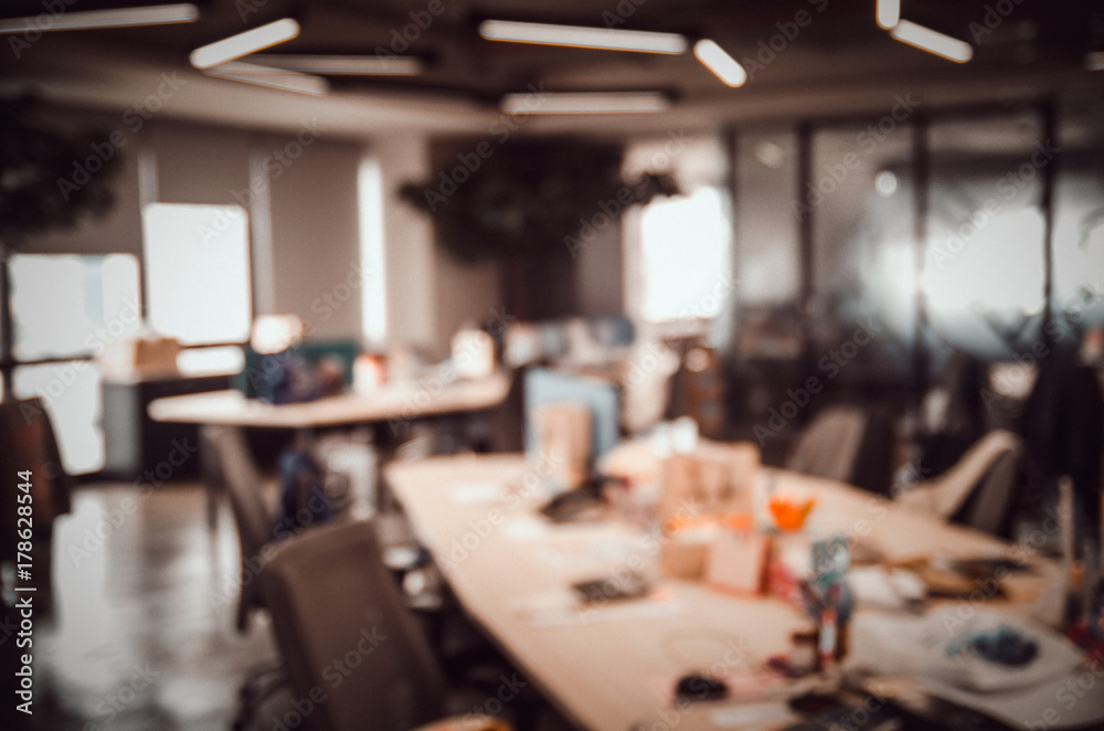 abstract photo of blurred office desk with labtop and wood table Stock ...