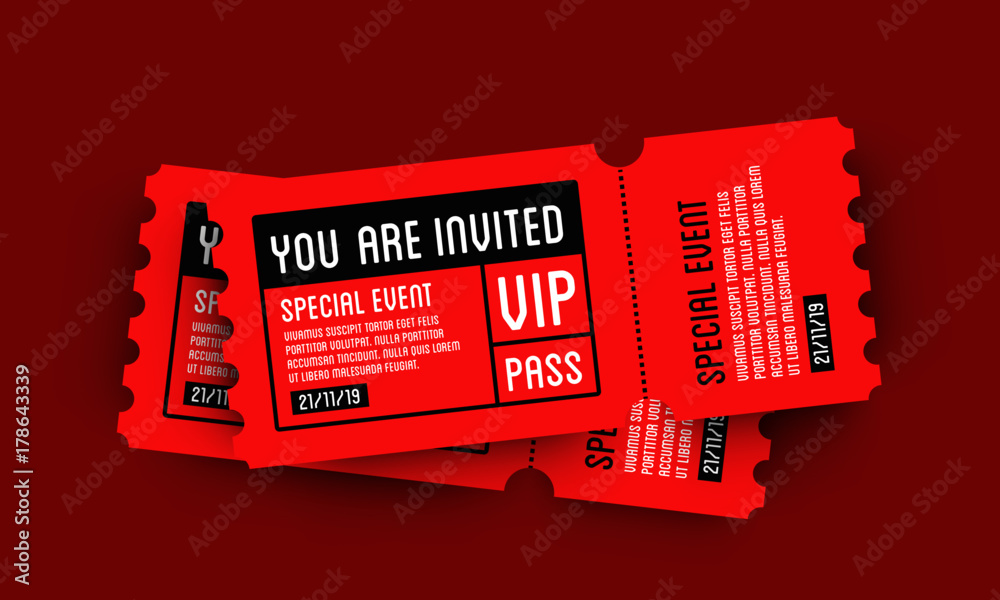 VIP Entry Pass Ticket Stub Design Template Stock Vector | Adobe Stock