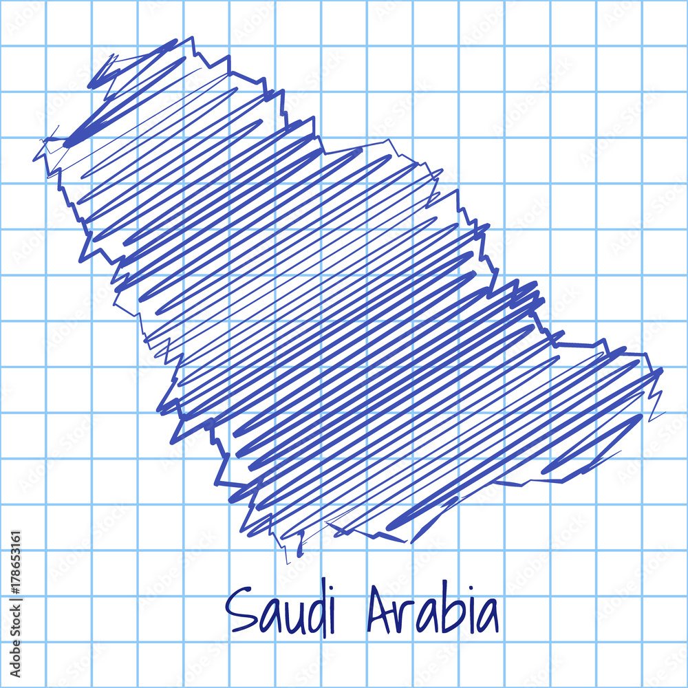 Map of Saudi Arabia, blue sketch abstract background Stock Vector ...