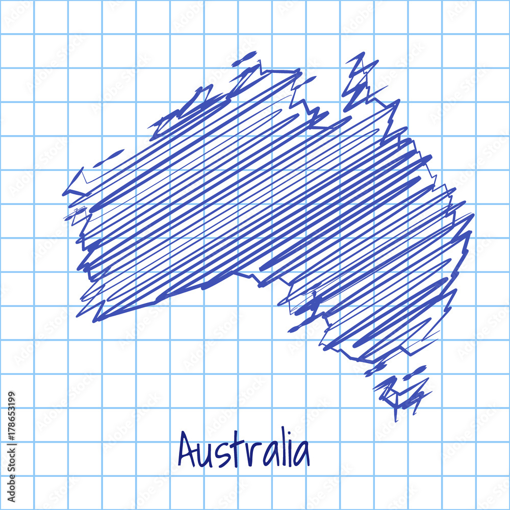 Map of Australia, blue sketch abstract background Stock Vector | Adobe ...