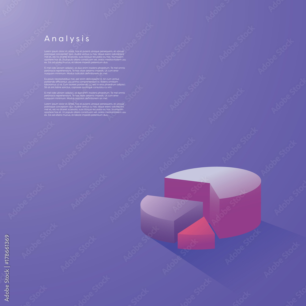 Modern 3d pie chart graph vector element in isometric style with soft ...