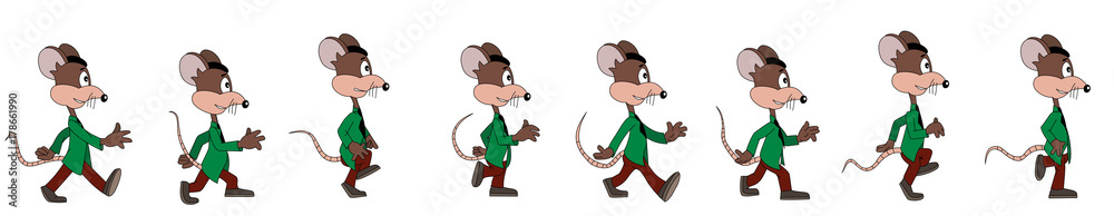 Cartoon mouse - walk cycle Stock Vector | Adobe Stock