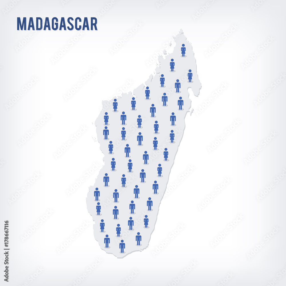 Vector people map of Madagascar . The concept of population. Stock ...