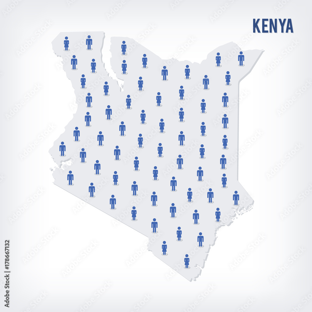 Vector people map of Kenya. The concept of population. Stock Vector ...