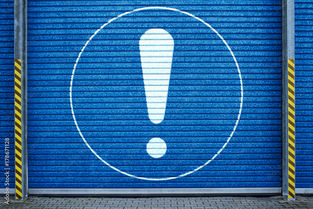 Rolltor mit Gebotszeichen Allgemeines Gebotszeichen Piktogramm Graffiti ...