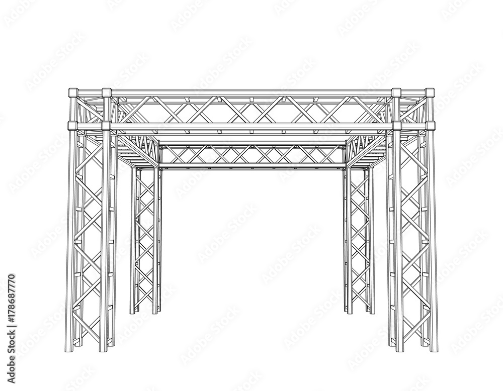 Truss construction. Isolated on white background. Vector outline ...