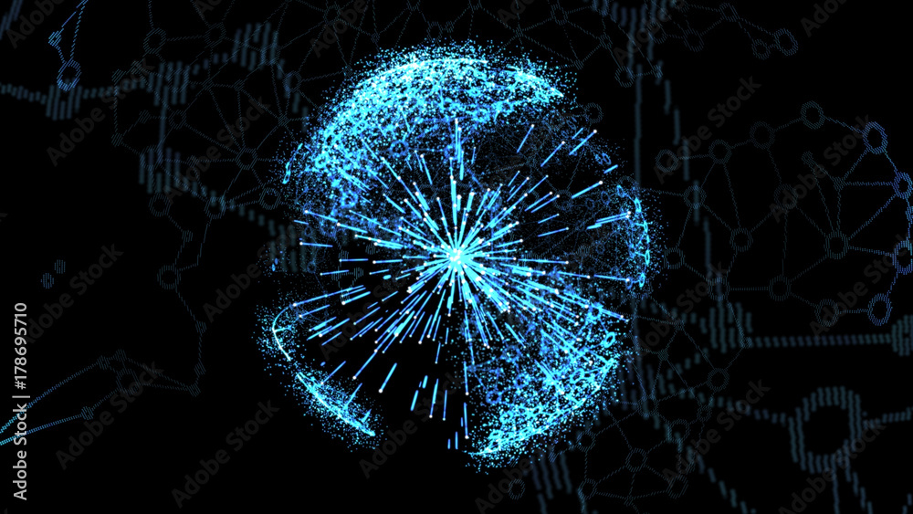 Digital Earth, Connection Network Rotation of planet world map ...