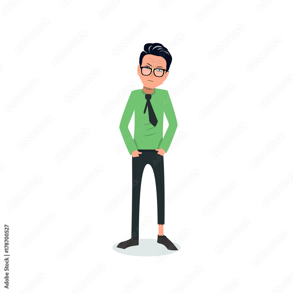 Exhausted and completely wiped out cartoon guy in casual clothes ...