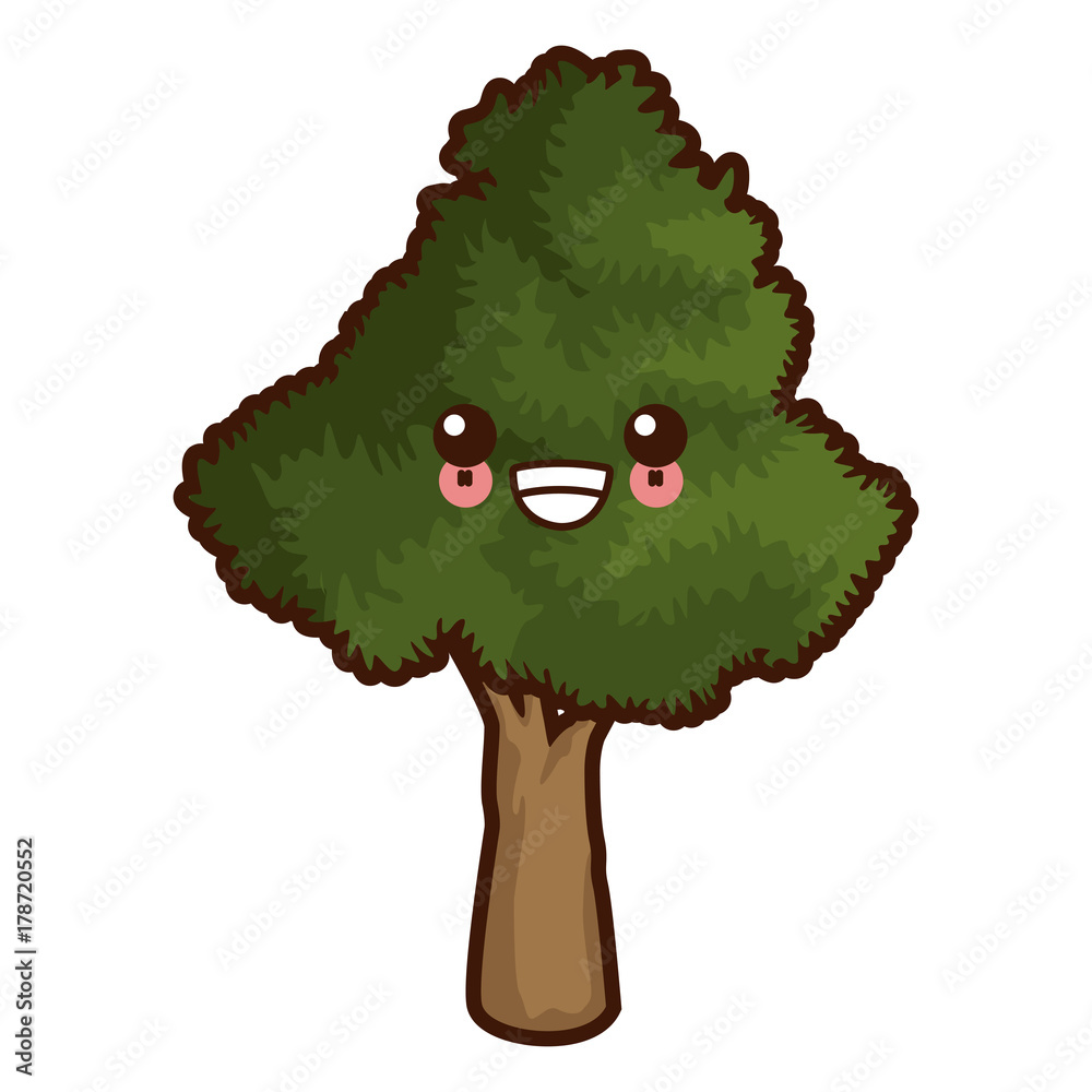 Tree nature symbol cute kawaii cartoon vector illustration graphic ...