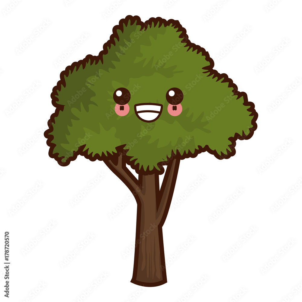 Tree nature symbol cute kawaii cartoon vector illustration graphic ...