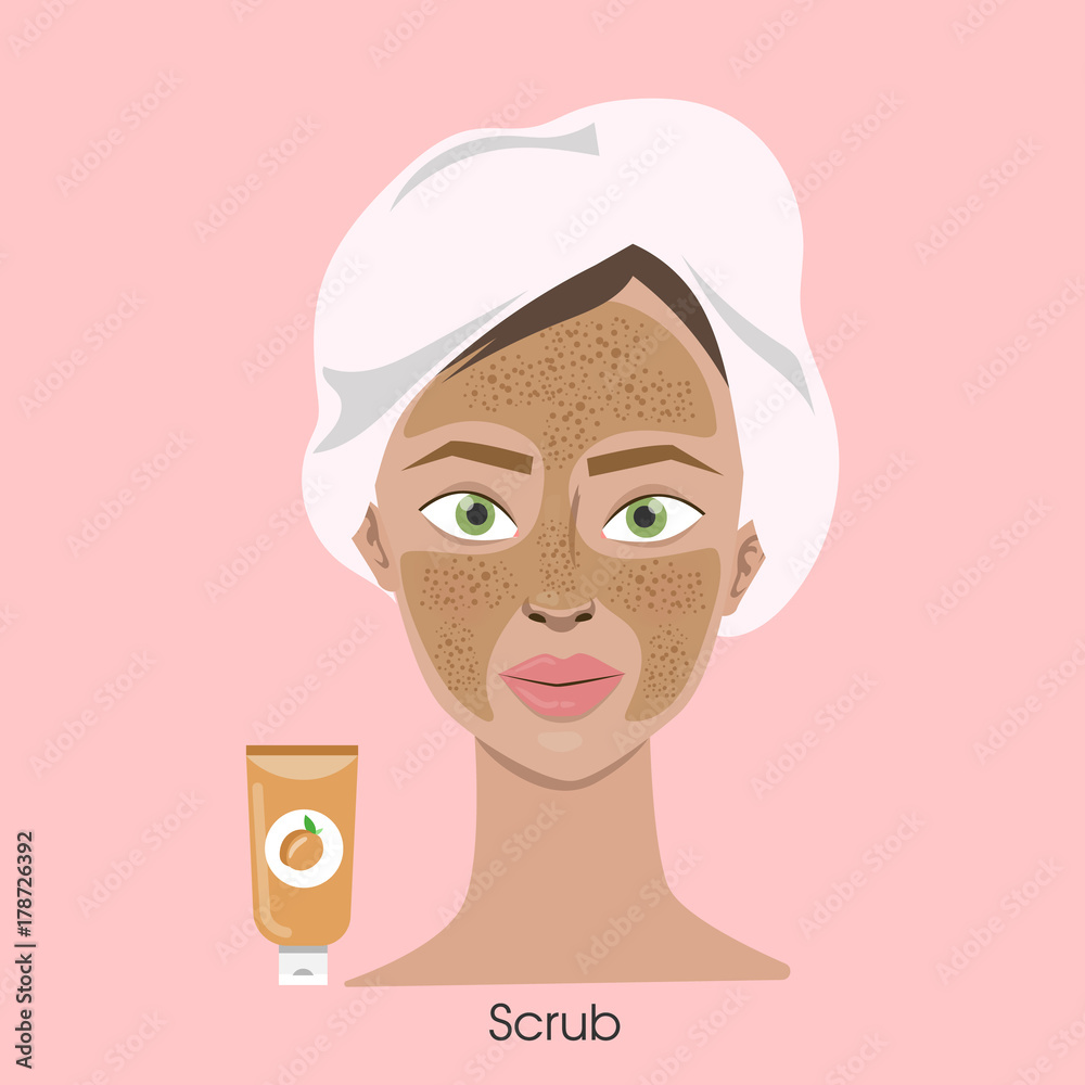 Woman applying scrub. Stock Vector | Adobe Stock