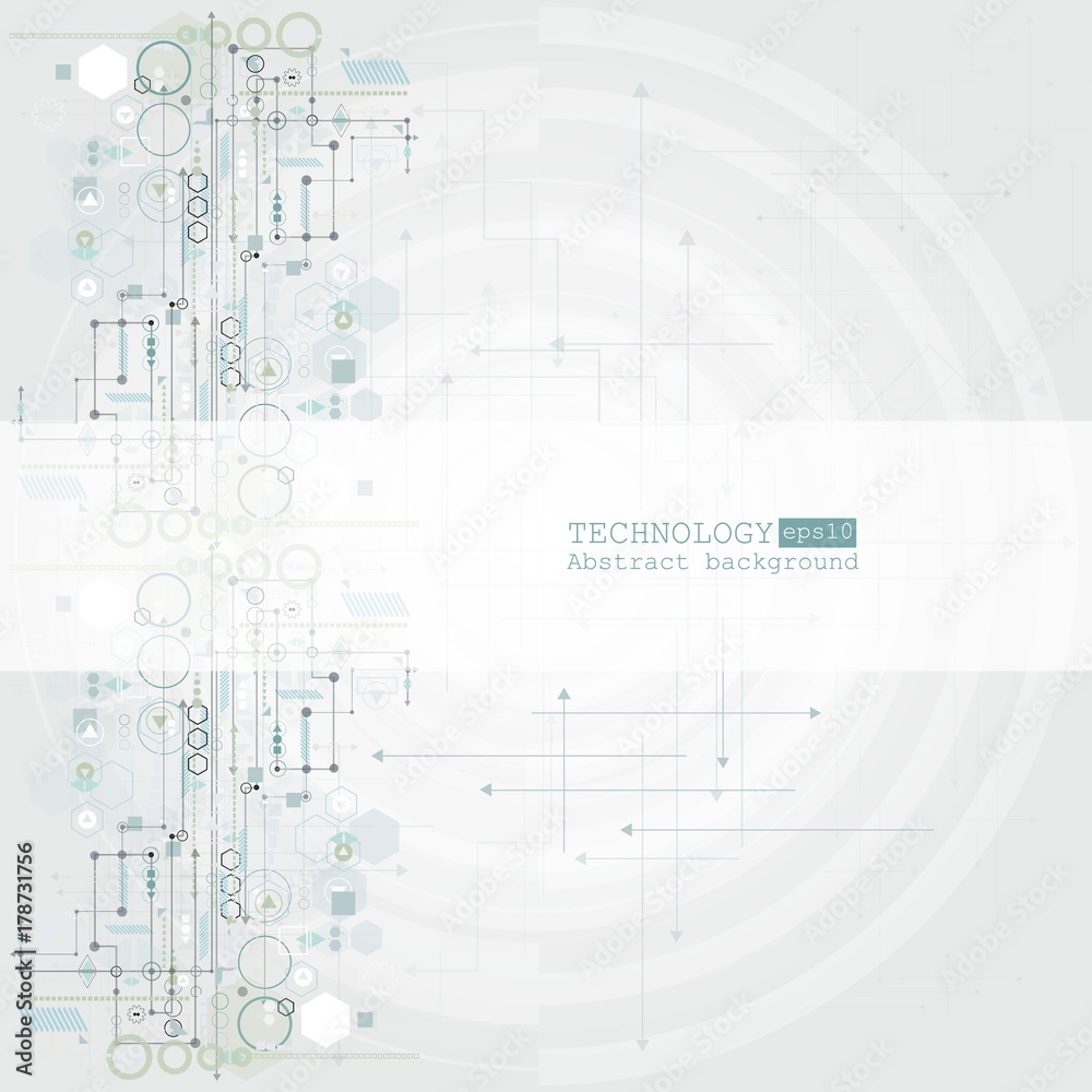 Abstract technology background with various technological elements ...
