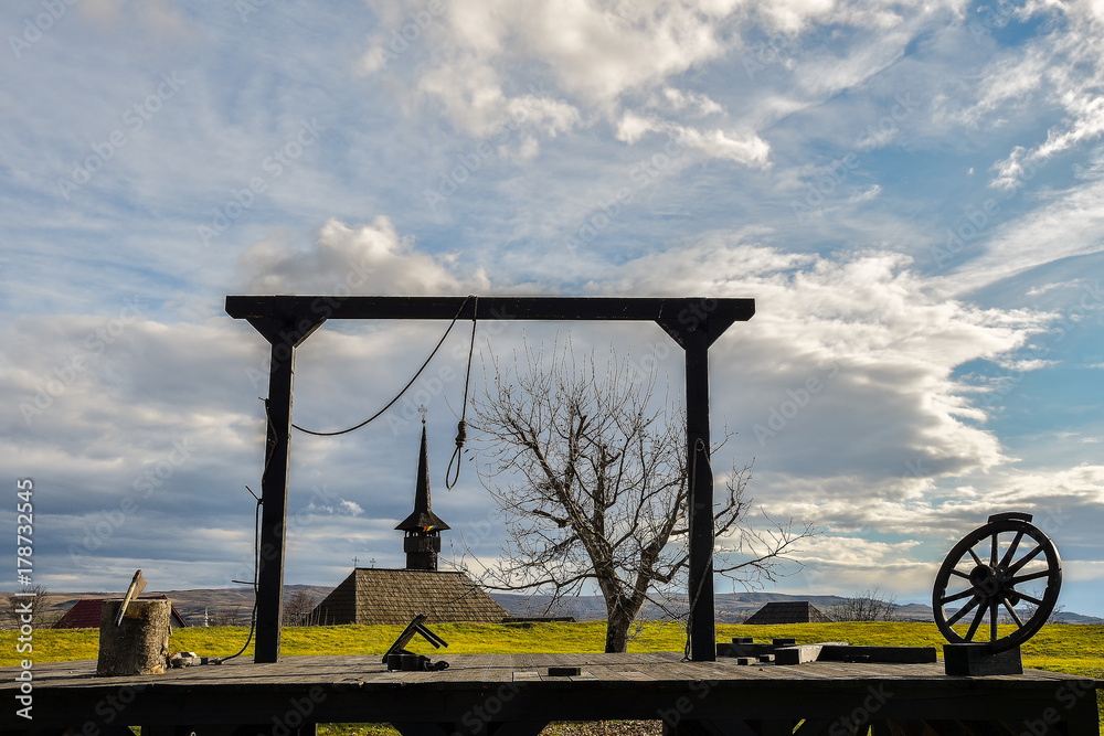Scaffold for the execution of the death penalty. Stock Photo | Adobe Stock