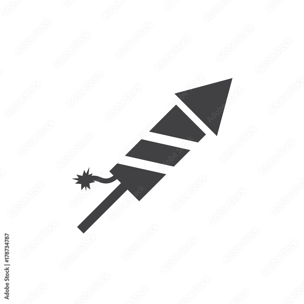 Firework rocket silhouette sign, linear icon isolated on white Stock ...