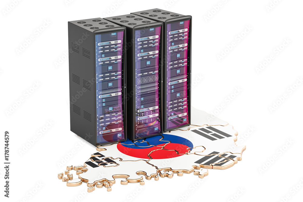 Data Center server racks in South Korea concept, 3D rendering Stock ...