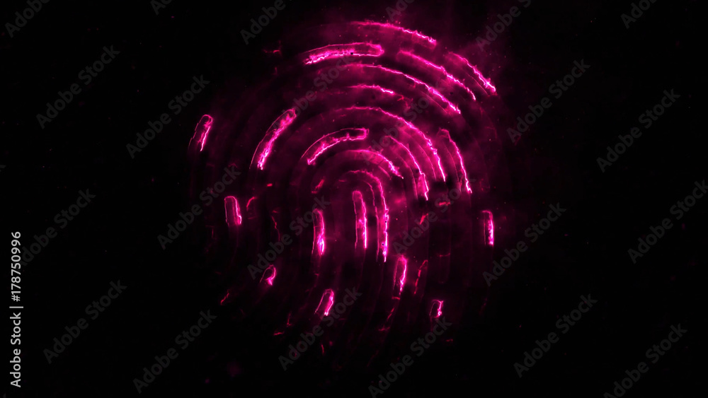 Amination of clorful fingerprint. Animation of appearance and ...