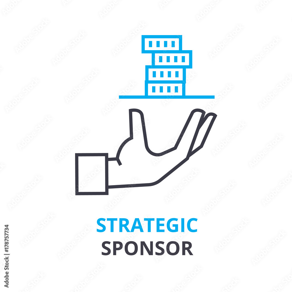 strategic sponsor concept, outline icon, linear sign, thin line ...