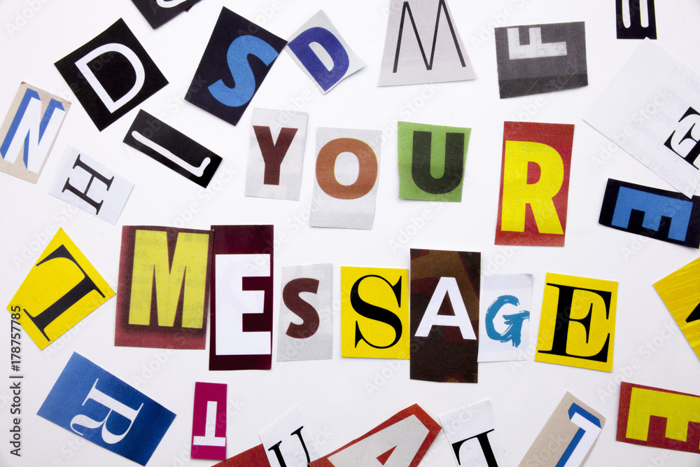 A word writing text showing concept of MESSAGE made of different ...