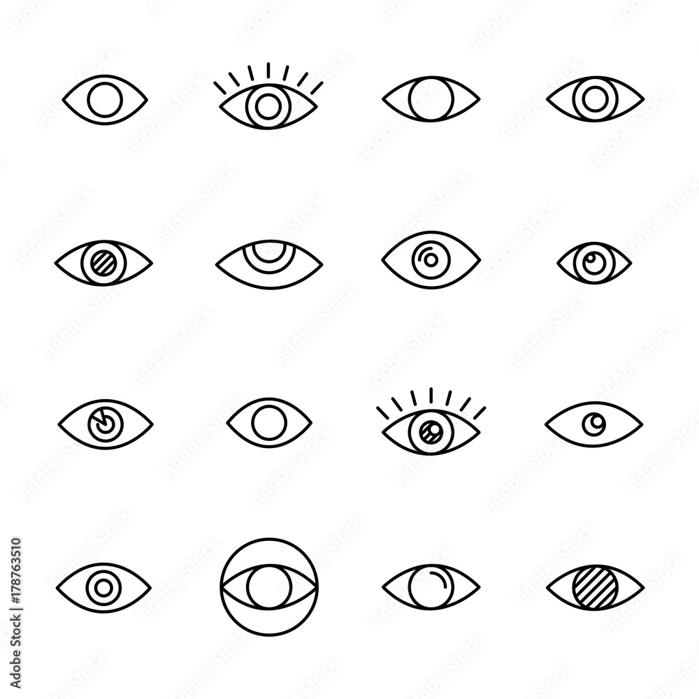 Premium set of eye line icons Stock Vector | Adobe Stock