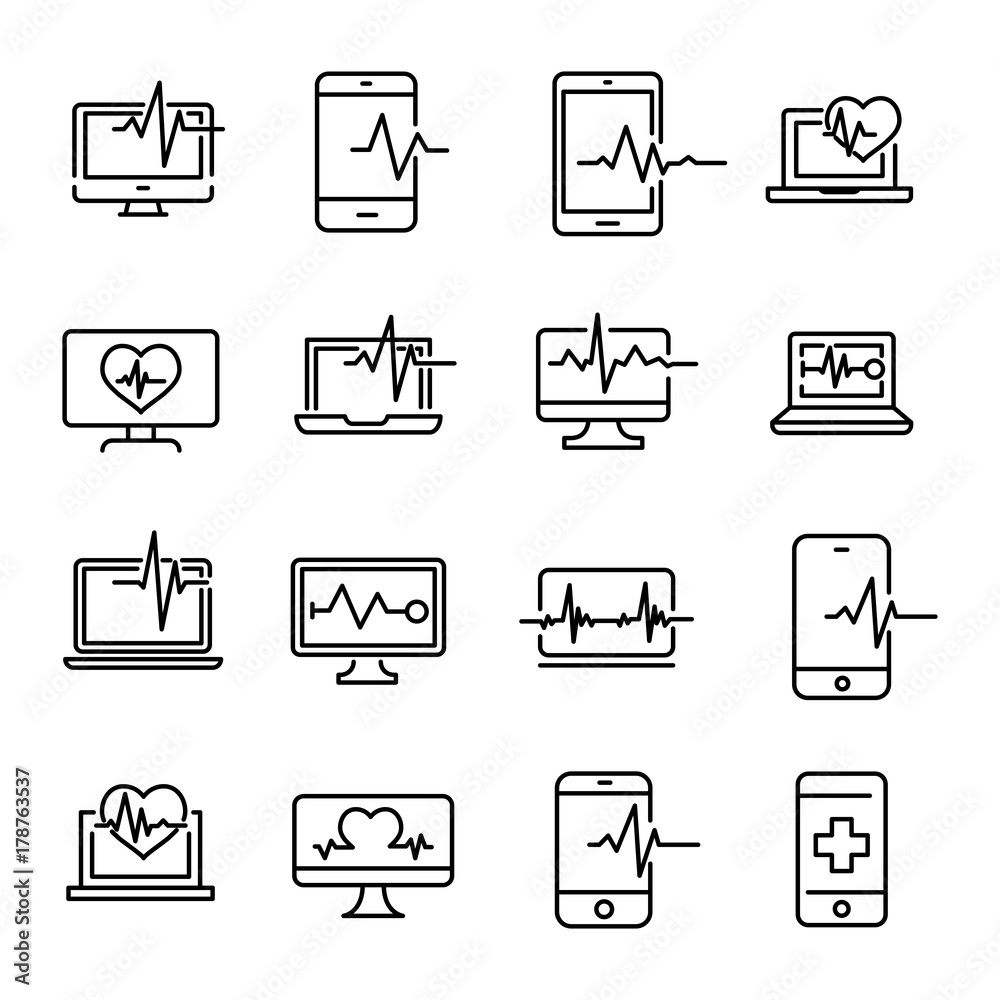 Simple collection of diagnostic related line icons. Stock Vector ...