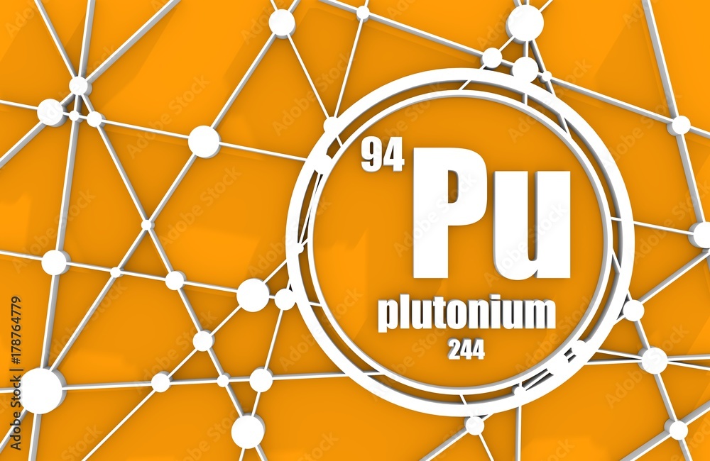Plutonium chemical element. Sign with atomic number and atomic weight ...