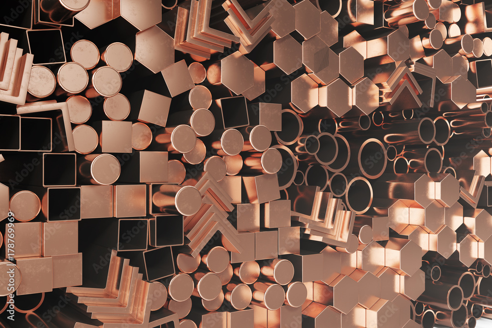 Cylindrical copper steel profiles, hexagonal copper steel profiles ...