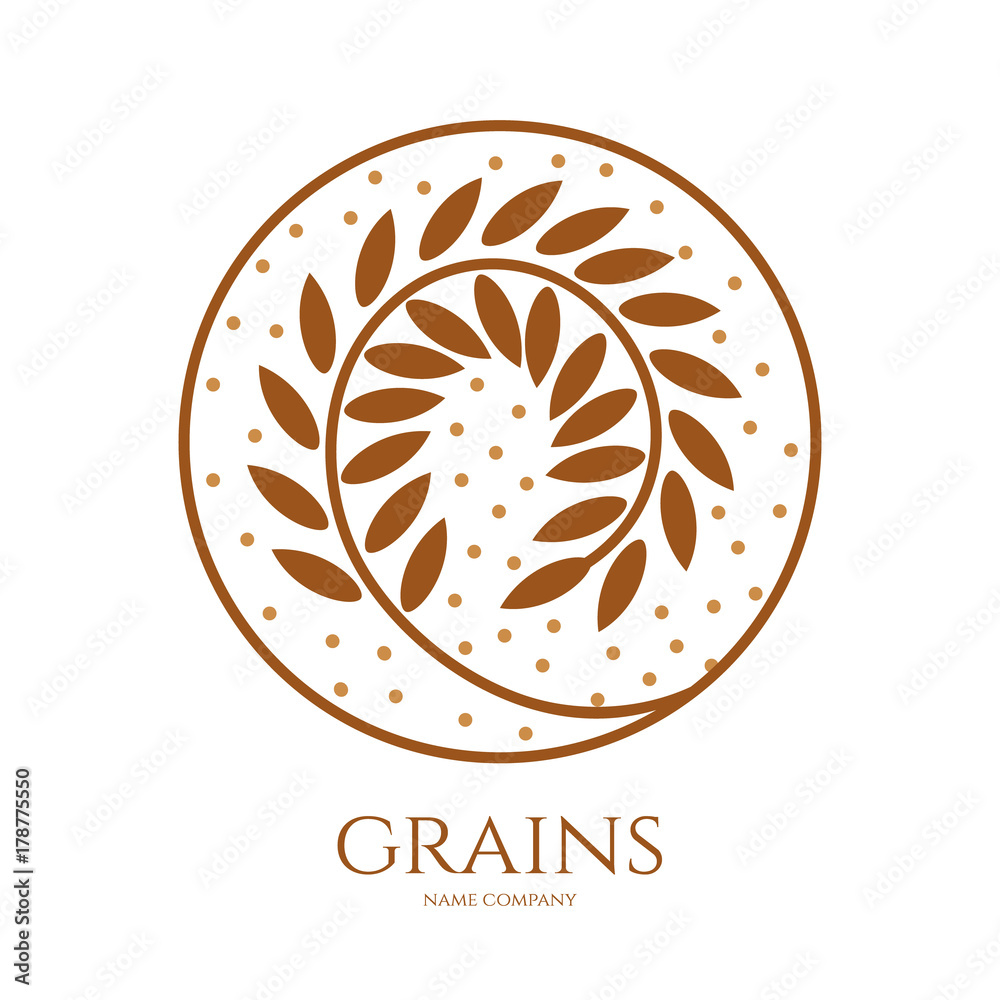 Linear icon of grains of wheat or other grain crops. Business emblems ...
