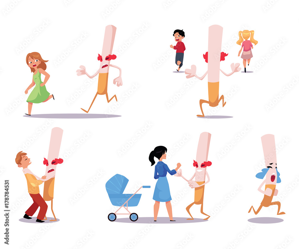 Huge cigarette chasing, suffocating kids and running away with tears ...