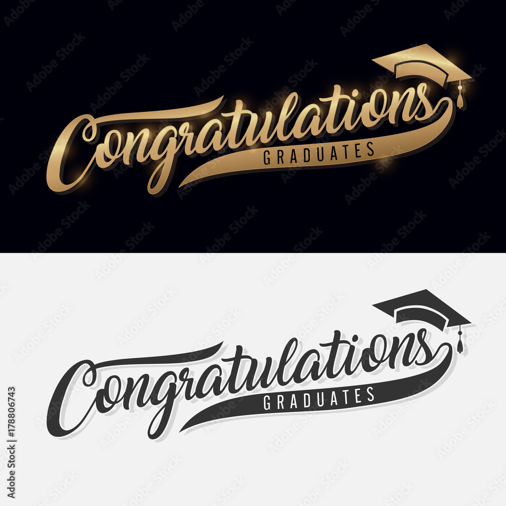 Congratulations Graduate Calligraphy Lettering Handwritten Phrase