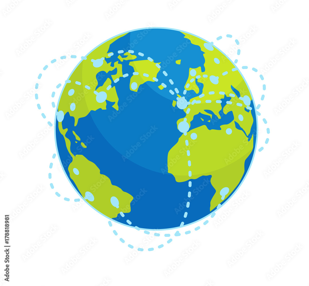 Earth Global Connections Flat Vector Concept Stock Vector | Adobe Stock