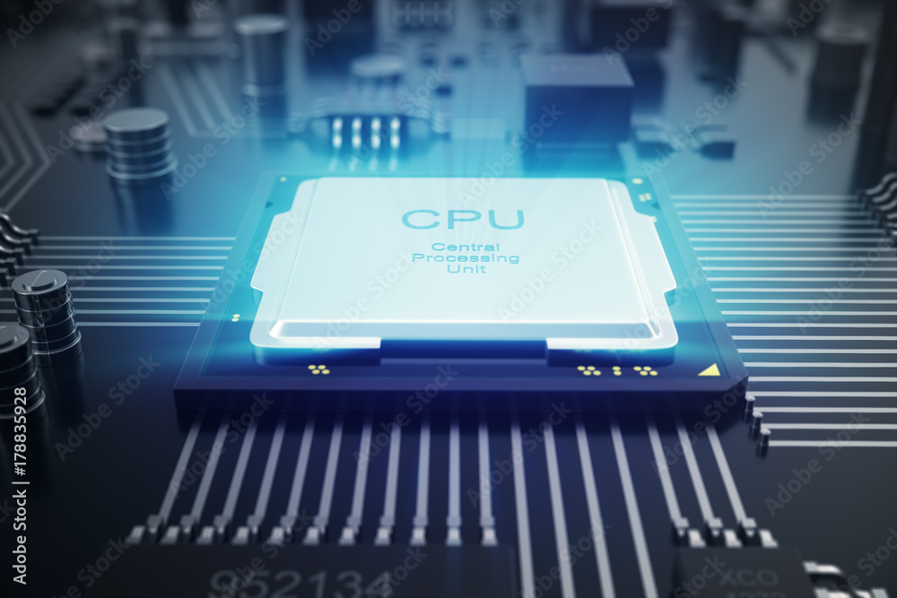 3D rendering Circuit board. Technology background. Central Computer ...
