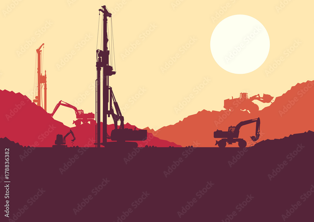 Hydraulic earth hole pile drilling machine, tractors digging at ...