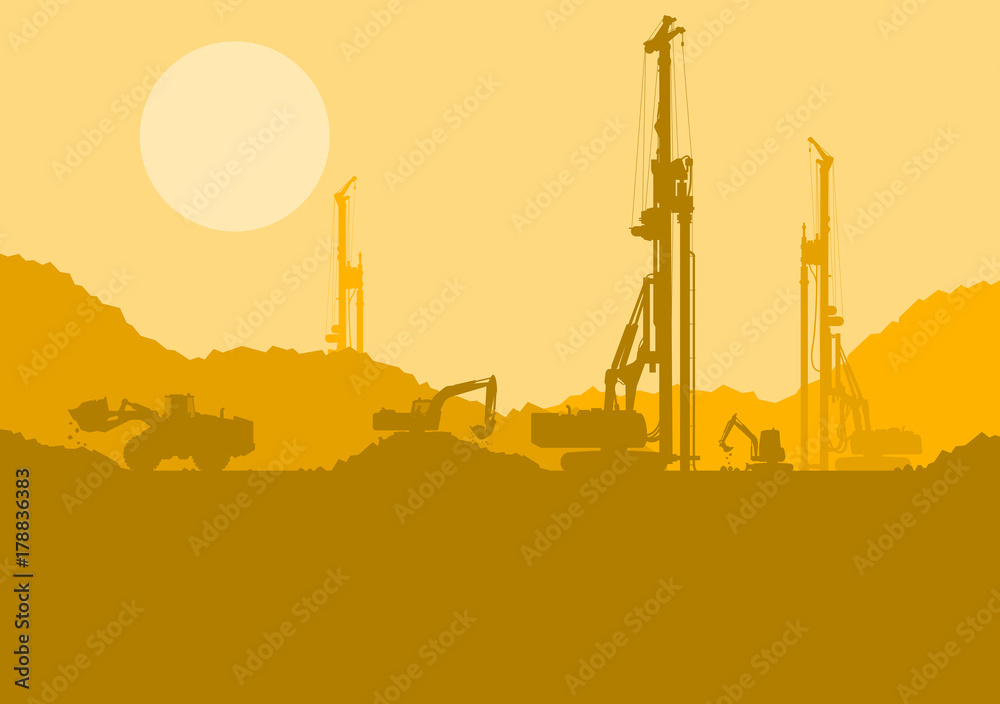 Hydraulic earth hole pile drilling machine, tractors digging at ...