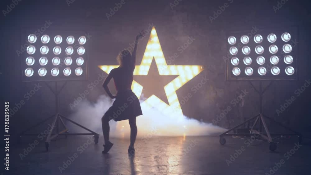 Vidéo Stock A young professional dancer performs a fast number on stage ...