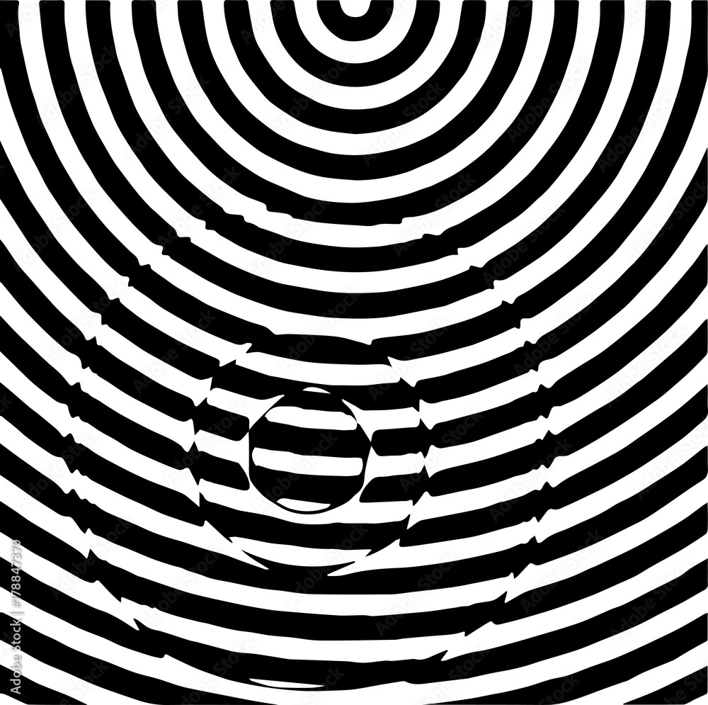 Radial waves with interference patterns, Black and white optical ...
