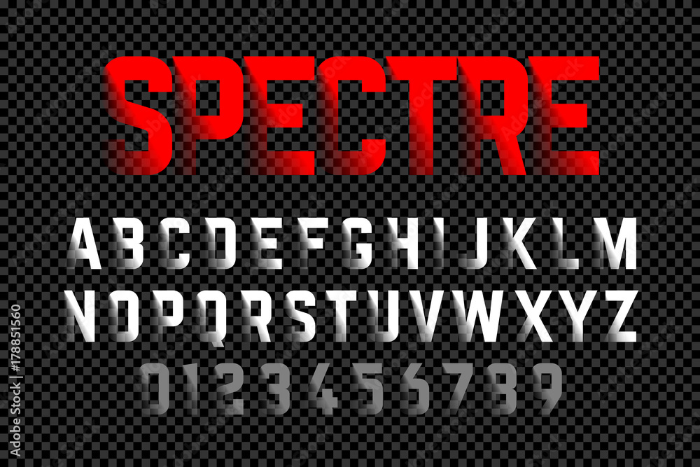 Bold style font with shadow effect on transparent background, Spectre ...