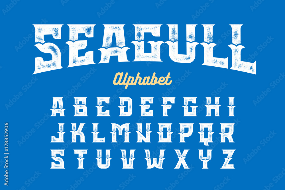 Poster Vintage Style Seagull font, alphabet vector illustration – Wall Art | UkPosters
