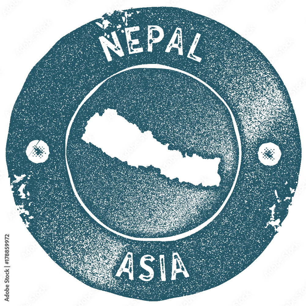 Nepal map vintage stamp. Retro style handmade label. Nepal badge or ...