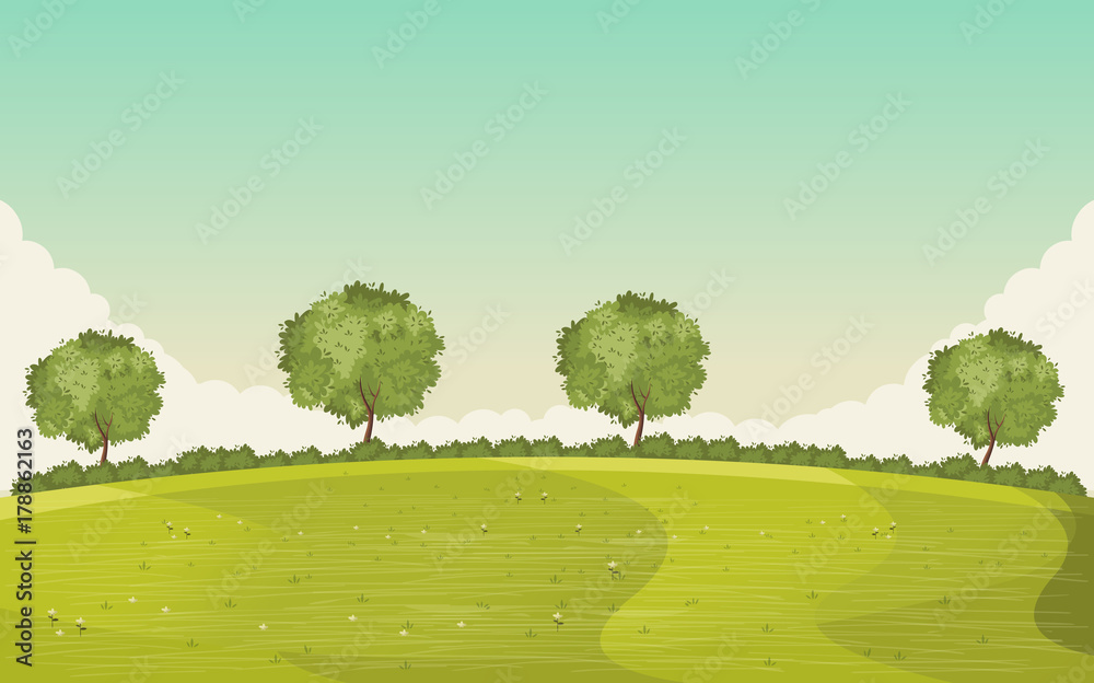 Colorful green park. Nature background. Stock Vector | Adobe Stock