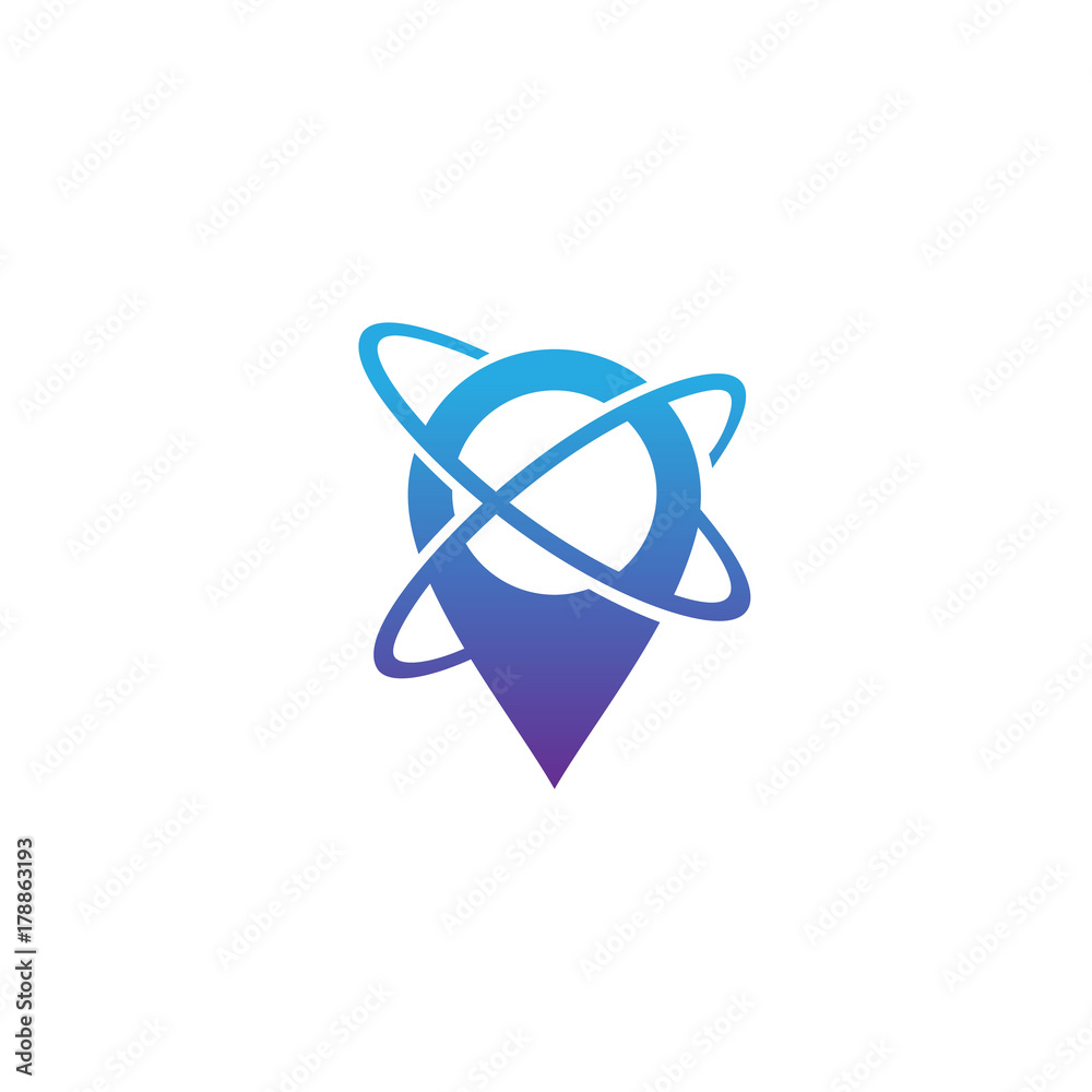 Atom Pin Logo and Icon Element Template Stock Photo | Adobe Stock