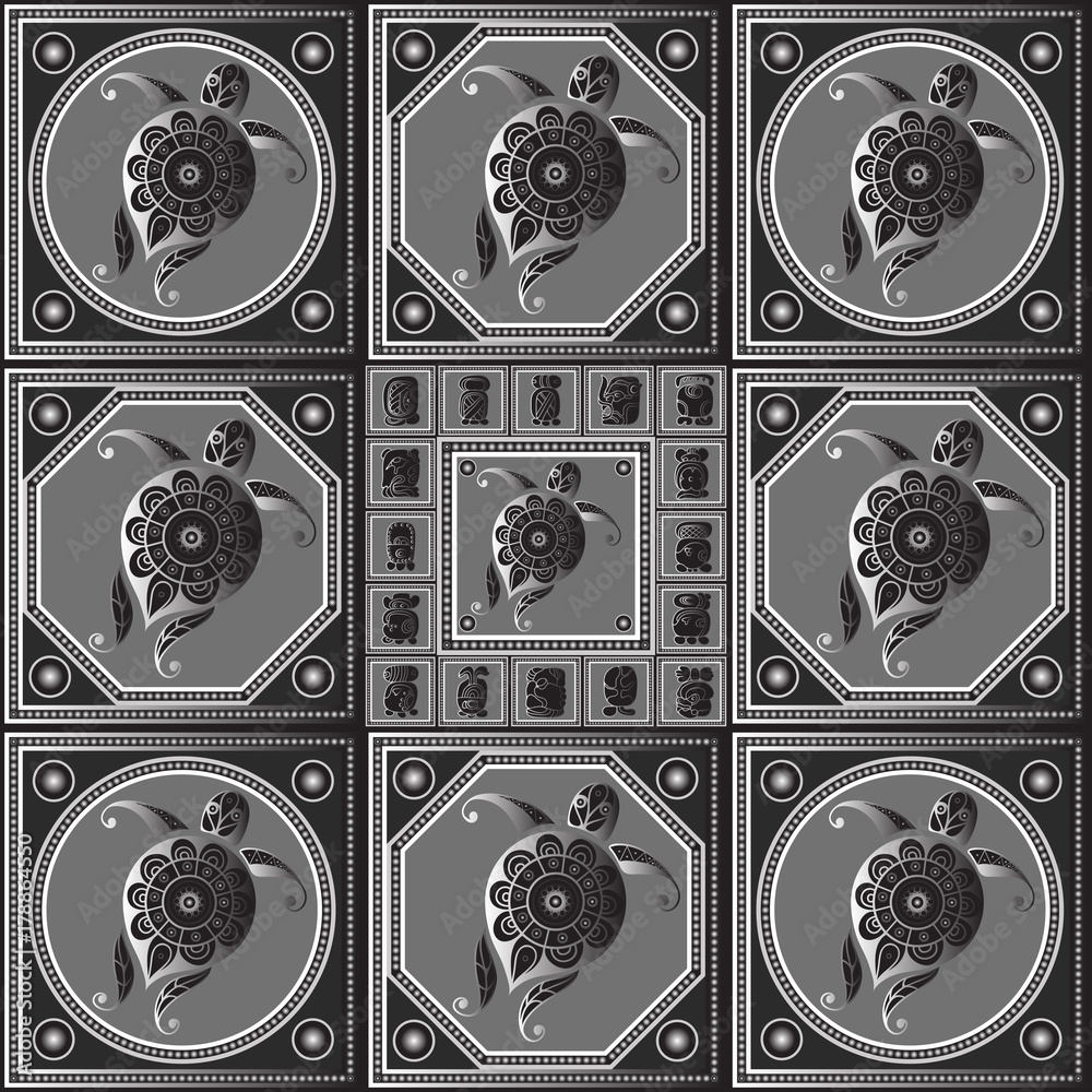 Vecteur Stock Ethnic Maya texture with a totem 88 | Adobe Stock