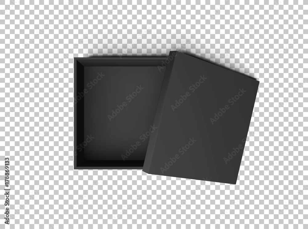 Black open empty squares cardboard box isolated on transparent ...