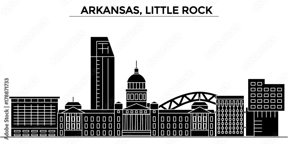 Usa, Arkansas, Little Rock architecture skyline, buildings, silhouette ...