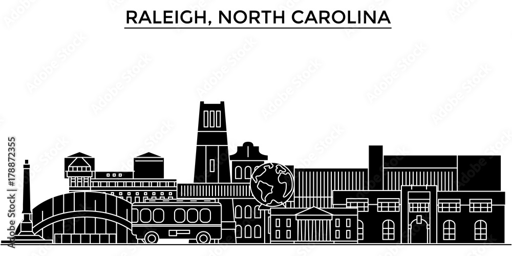 Usa, Raleigh, North Carolina architecture skyline, buildings ...