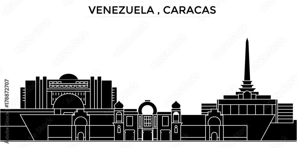 Venezuela , Caracas architecture skyline, buildings, silhouette ...