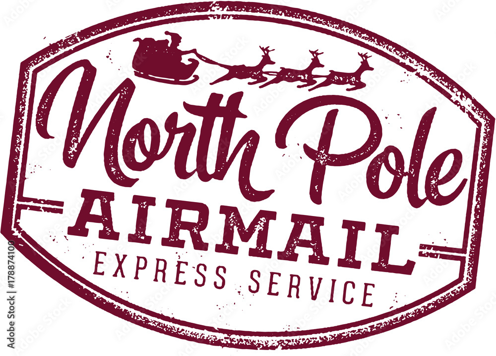 North Pole Santa Airmail Stamp Stock Vector Adobe Stock North Pole Santa Airmail Stamp Stock Vector Adobe Stock