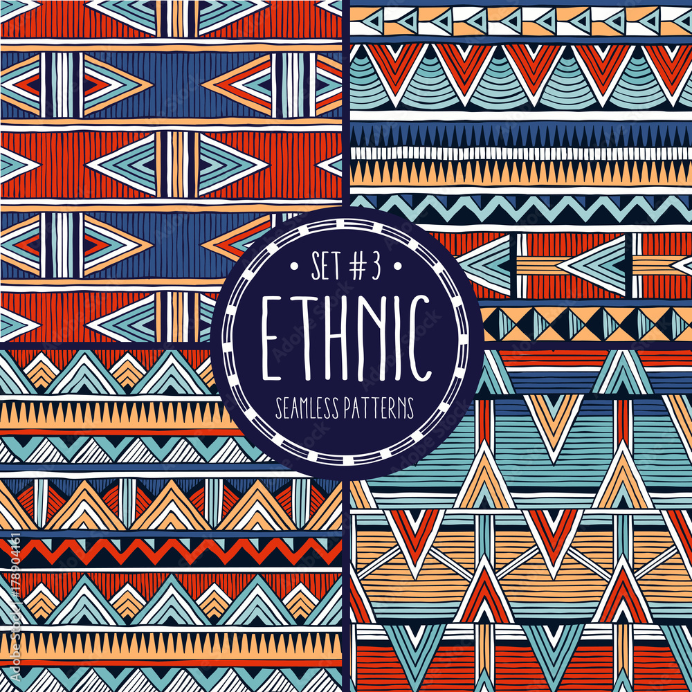 Multicolo ethnic backgrounds collection. Set of 4 modern abstract ...